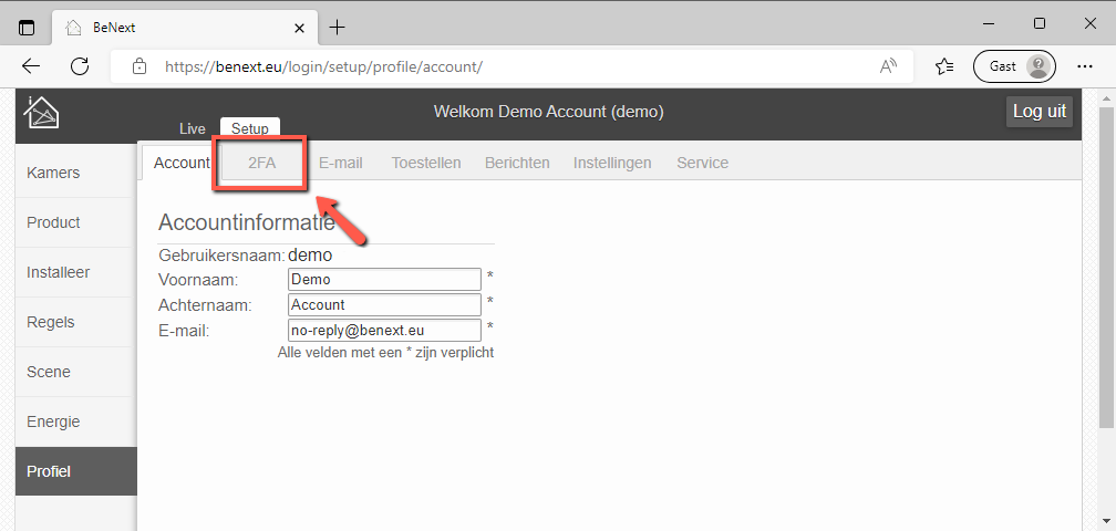 Tweefactorauthenticatie (2FA) bewoner – BeNext
